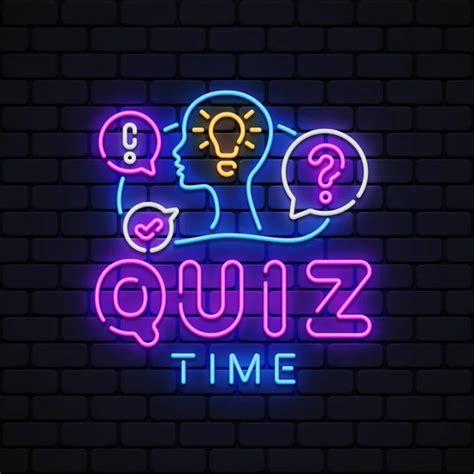 Pub Quiz Night Announcement Poster Vector Design Template Quiz Neon