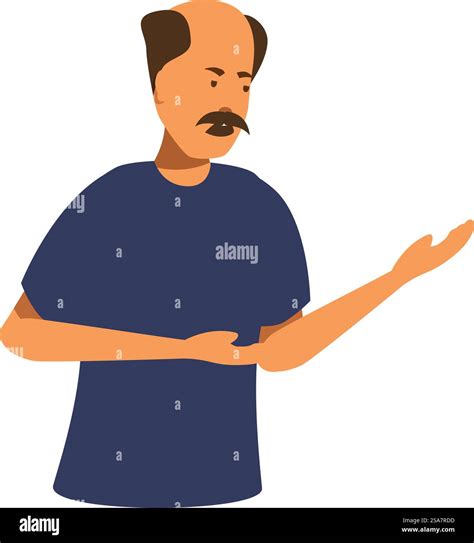 Senior Man With A Mustache Explaining Something With A Neutral