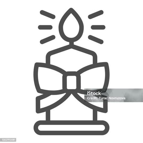 활 라인 아이콘 추수 감사절 개념 흰색 배경에 추수 감사절 이브 장식 기호 윤곽 스타일에 장식 활 아이콘 촛불 불타는 촛불 벡터 그래픽 검은색에 대한 스톡 벡터 아트 및