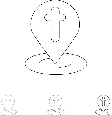 Location Map Easter Pin Bold And Thin Black Line Icon Set 14438602