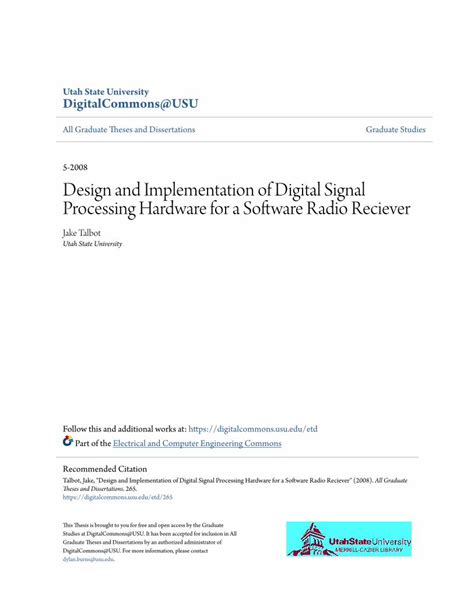 Pdf Design And Implementation Of Digital Signal Processing Hardware For A Software Radio