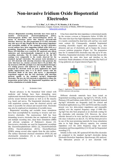 Pdf Non Invasive Iridium Oxide Biopotential Electrodes