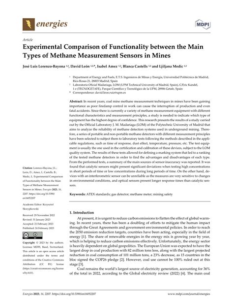 PDF Experimental Comparison Of Functionality Between The Main Types Of Methane Measurement