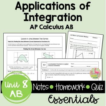 Applications Of Integration Essentials With Video Lessons AB Version Unit