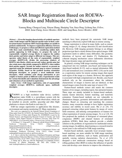 Pdf Sar Image Registration Based On Roewa Blocks And Multiscale