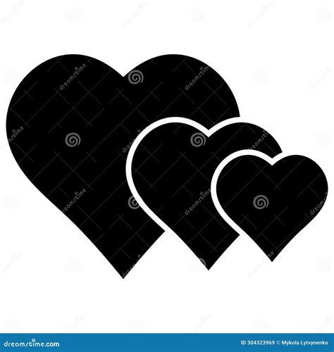 Three Hearts Icon Triple Love Love Triangle Threesome Heart Stock Vector Illustration Of