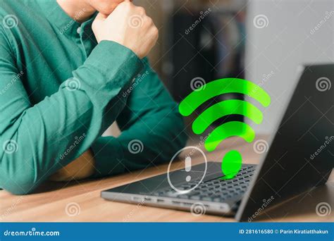 Adult Man Using A Computer Laptop To Connect To Wifi In His Home But Wifi Not Working And
