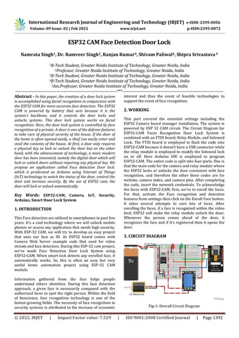 esp32 cam face detection door lock pdf