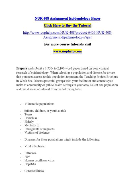 nur 408 assignment epidemiology paper by dinal290 issuu