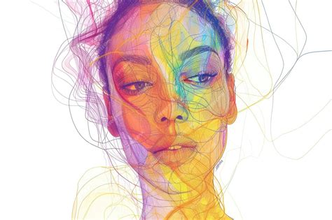 Abstract Woman Face One Line Drawing Portret Minimalistic Style Continuous Line Premium Ai