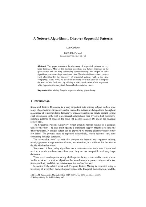 pdf a network algorithm to discover sequential patterns