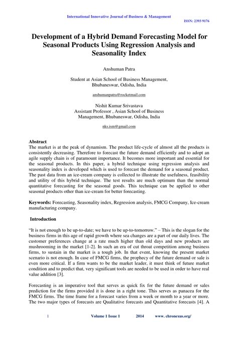 Pdf Development Of A Hybrid Demand Forecasting Model For Seasonal