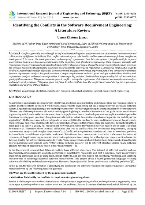 Pdf Identifying The Conflicts In The Software Requirement Engineering A Literature Review