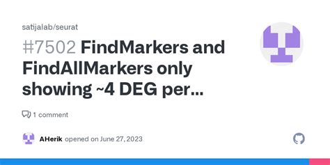 Findmarkers And Findallmarkers Only Showing ~4 Deg Per Cluster · Issue 7502 · Satijalabseurat