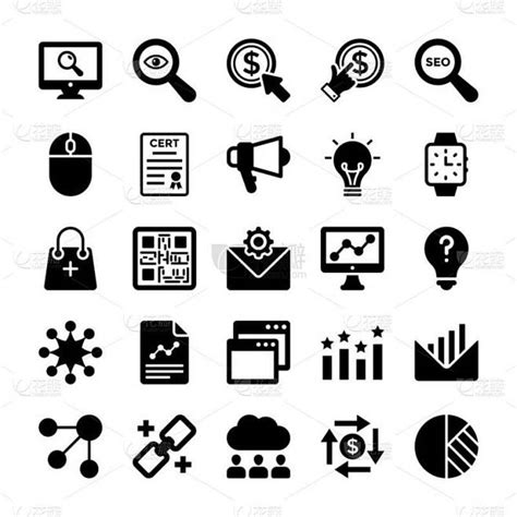 Seo 和数字营销字形矢量图标 9