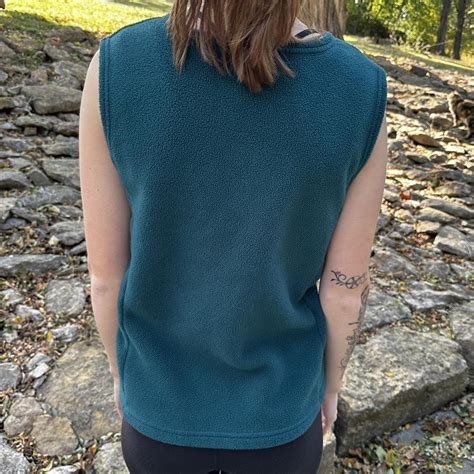 Vintage Ll Bean Fleece Vest Adorable Green Color Depop