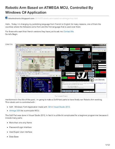 PDF Letselectronic Blogspot Robotic Arm Based On Atmega Mcu Controlled By Windows C