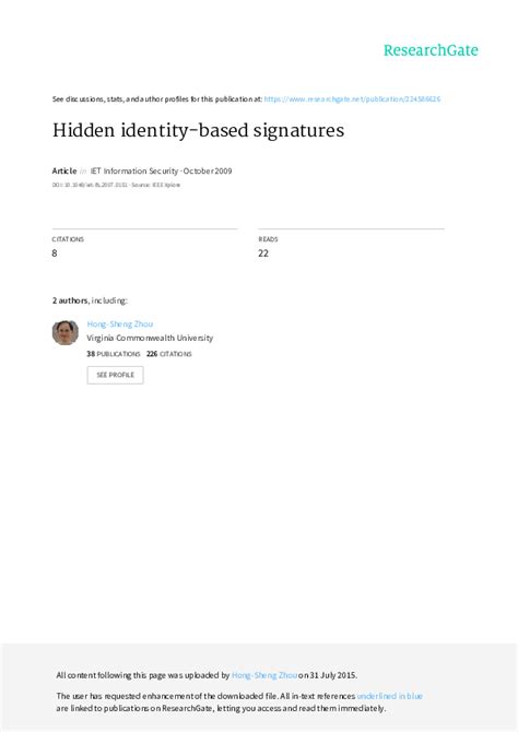 Pdf Hidden Identity Based Signatures