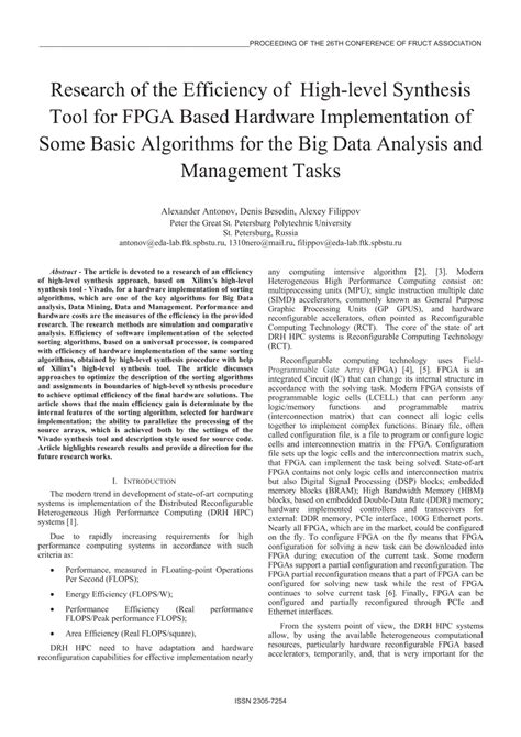 Pdf Research Of The Efficiency Of High Level Synthesis Tool For Fpga