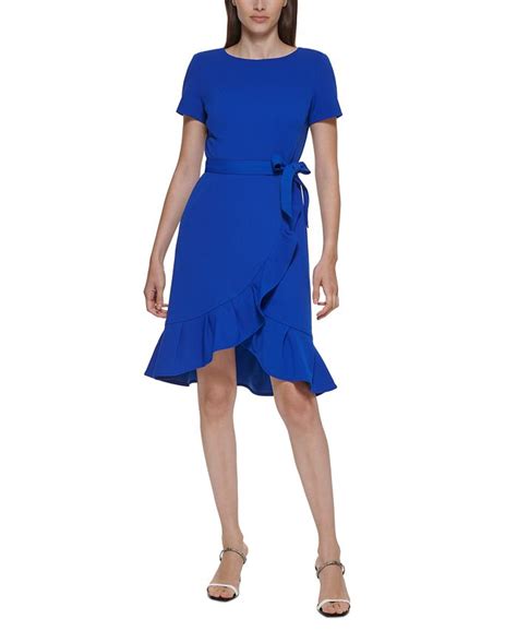 Calvin Klein Womens Ruffle Hem Sheath Dress Macys