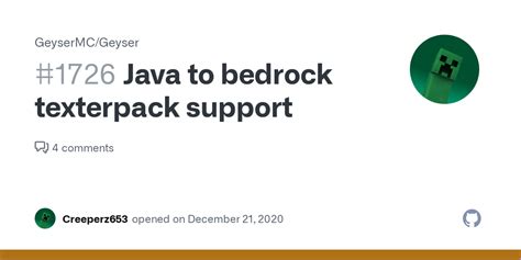 Java To Bedrock Texterpack Support · Issue 1726 · Geysermcgeyser · Github