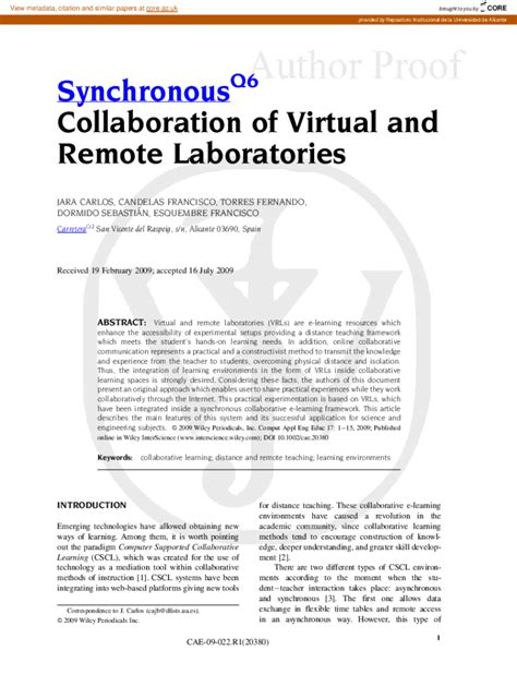Fillable Online Synchronous Collaboration Of Virtual And Remote Fax Email Print Pdffiller