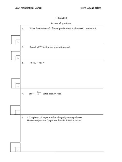 Mt Exam Paper 2 Y5 Pdf Mathematics Arithmetic