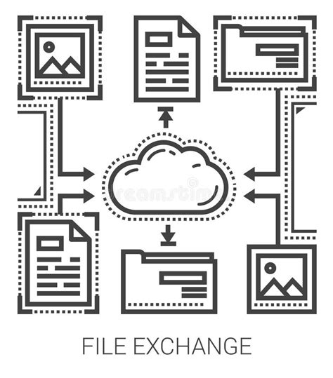 File Sharing File Transfer Network Distributed Content Cloud Storage Stock Vector