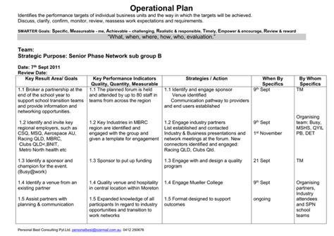 Operational And Development Plan Senior Phase Network