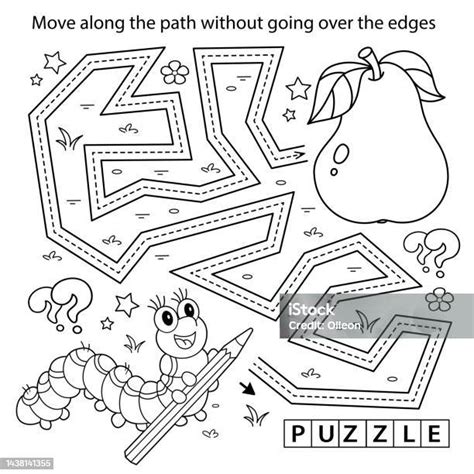 필기 연습 시트 간단한 교육 게임 또는 미로 색칠하기 배와 만화 애벌레의 개요 아이들을위한 색칠하기 책 0명에 대한 스톡 벡터 아트 및 기타 이미지 Istock