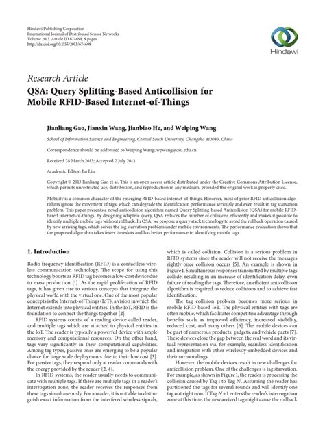 Pdf Qsa Query Splitting Based Anticollision For Mobile Rfid Based