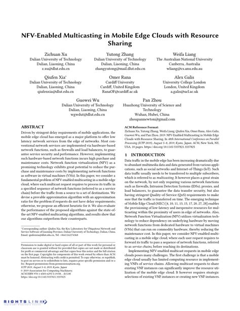 Pdf Nfv Enabled Multicasting In Mobile Edge Clouds With Resource Sharing