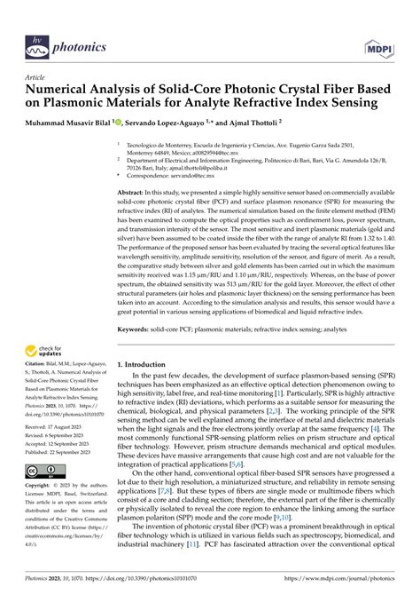 Pdf Numerical Analysis Of Solid Core Photonic Crystal Fiber Based On