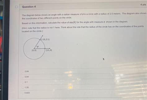 Solved WUUSUI The Diagram Below Shows An Angle With A Radian Chegg Com