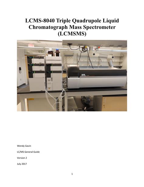 Lcms 8040 Triple Quadrupole Liquid Chromatograph Mass Spectrometer Lcmsms Docslib