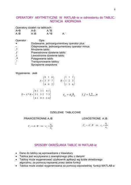 OPERATORY ARYTMETYCZNE