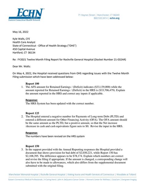 Rockvilledoc11fy21 Twelve Month Filing Issue Response Rockville