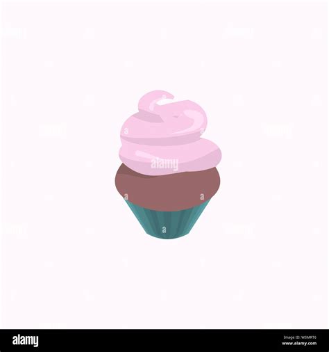 Ice Cream Cupcake Tasty Muffin Cake Sweet Bakery Dessert Flat Stock Vector Image And Art Alamy