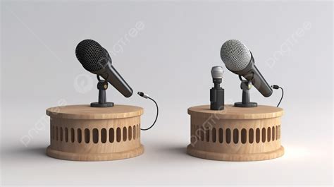 3d 렌더링에서 이중 마이크 연단을 보여주는 흰색 배경 라디오 마이크 마이크로폰 마이크 배경 일러스트 및 사진 무료