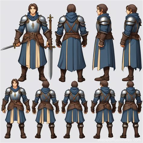 Medieval Anime Rpg Character Sprite Sheet Stable Diffusion Online