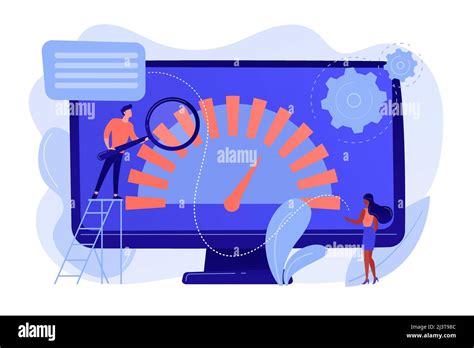 Tiny Business People Look At Product Performance Indicator Benchmark Testing Benchmarking