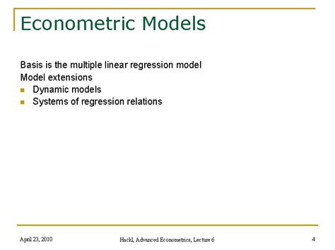 Advanced Econometrics Lecture 6 Multivariate Time Series Models