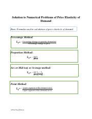 Solution Of Problems For Price Elasticity Of Demand Pdf Solution To Numerical Problems Of
