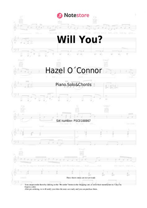 Will You Piano Sheet Music And Chords Hazel O Connor In Note Store Com Piano Solo Chords Sku