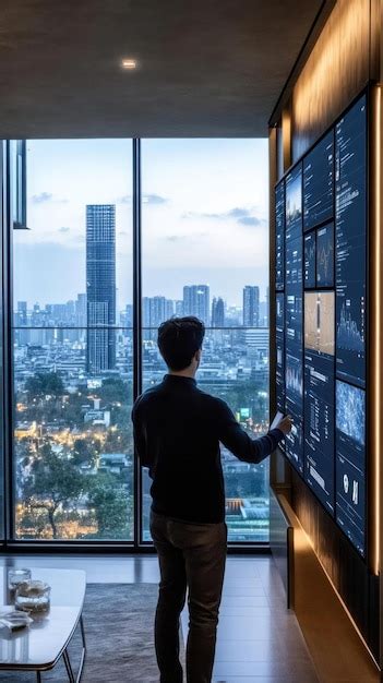 Man Analyzing Data In Modern Office Premium Ai Generated Image