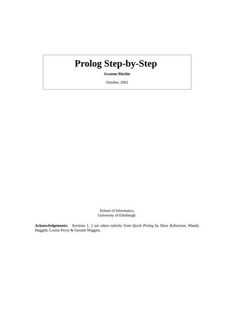 PDF Prolog Step By Step School Of Informatics The PDF FileProlog Step By Step Graeme