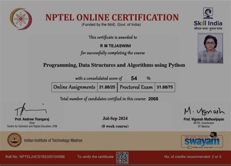 tejaswini rajamohan on linkedin nptel python programming