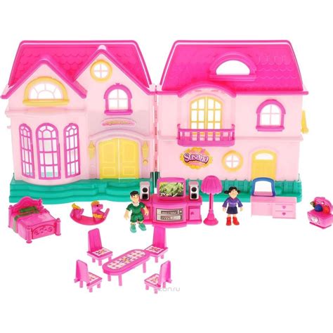 Къща за кукли с аксесоари розова Emag Bg