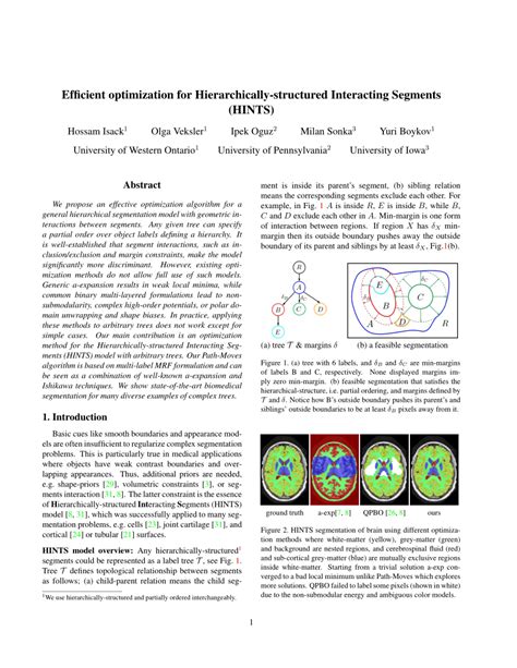 Pdf Efficient Optimization For Hierarchically Structured Interacting Segments Hints