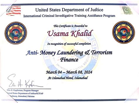 Osama Khalid On Linkedin Recently Had The Pleasure To Attend Training On Anti Money Laundering